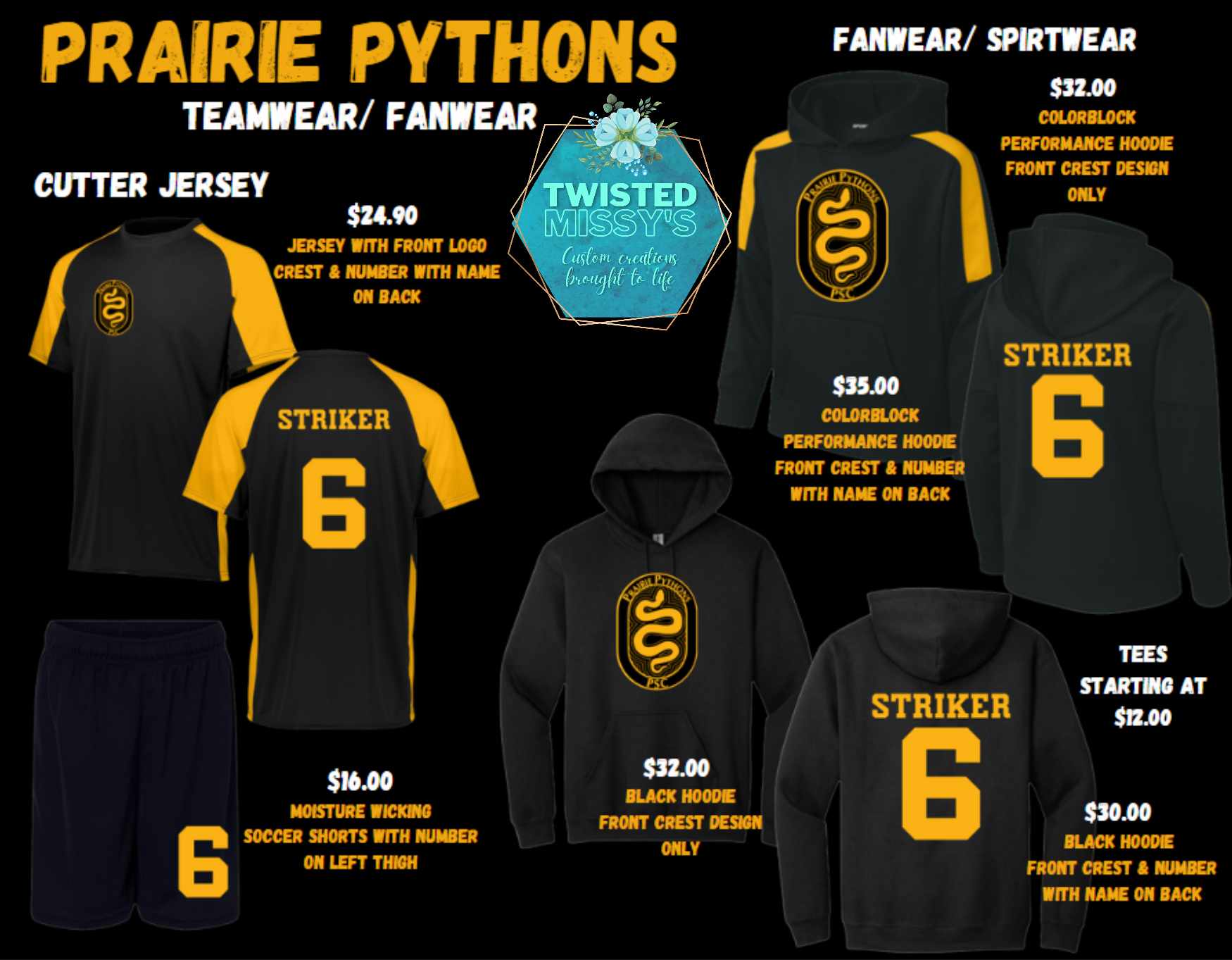 Prairie Python Soccer Teamwear/ Fanwear – Twisted Missy's